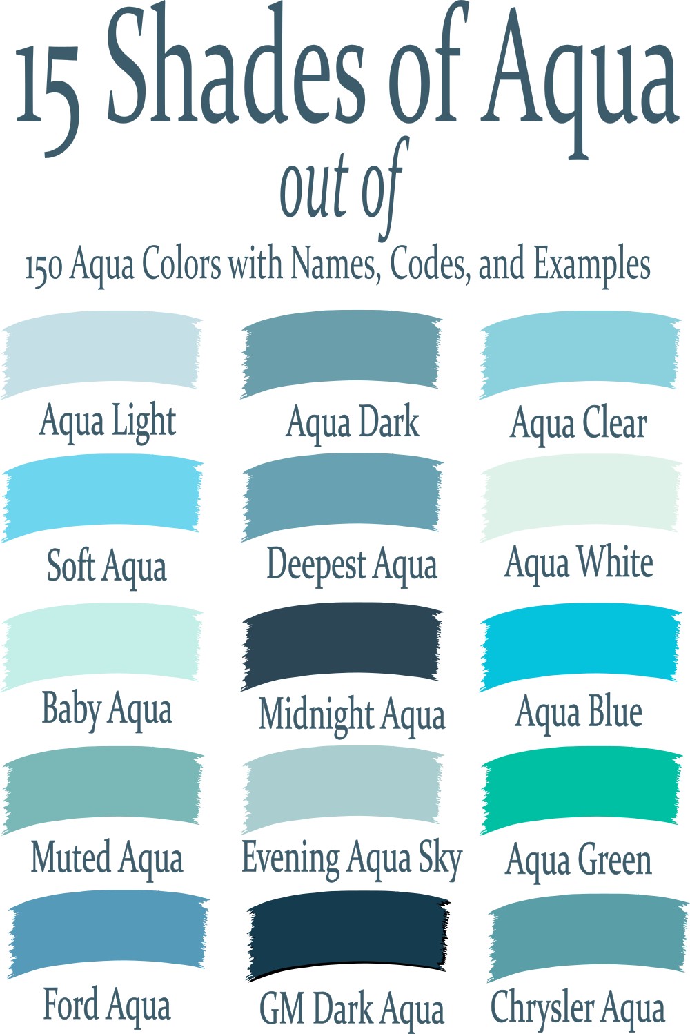 Aqua Color - 150 Shades with Names, Hex Codes, and Examples - Drawing Blog